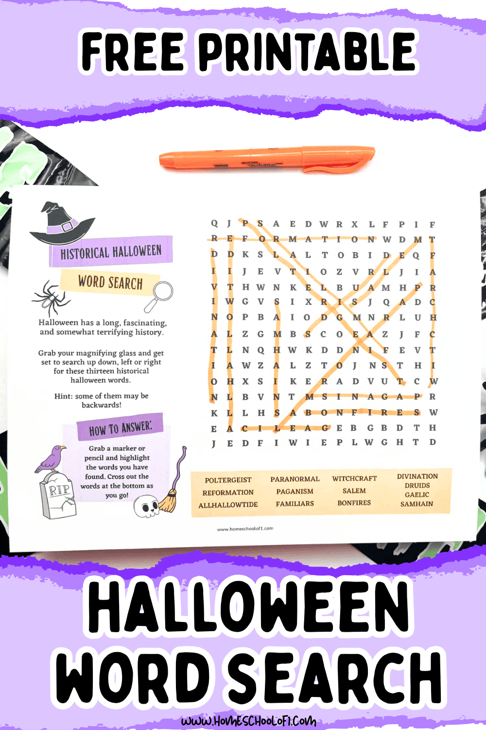 Free Spooky Halloween Word Search Printable for Older Kids