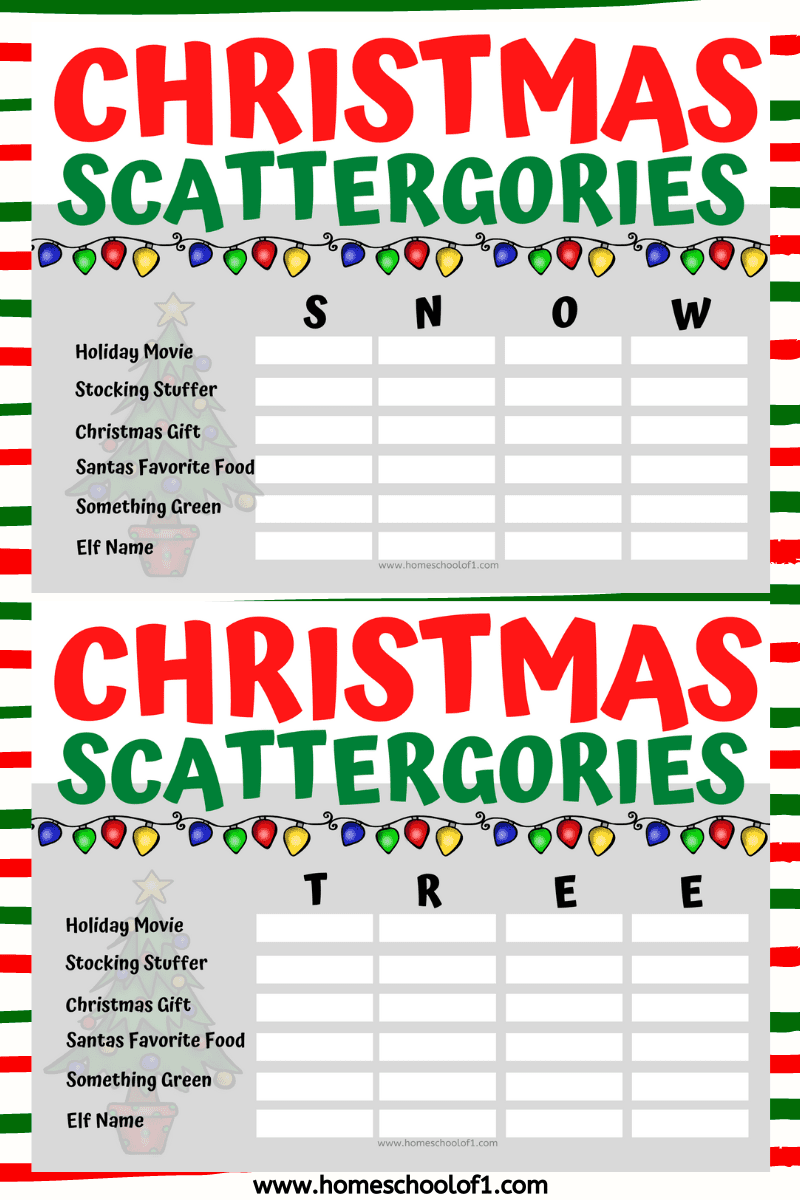 Free Christmas Scattergories Printable Game