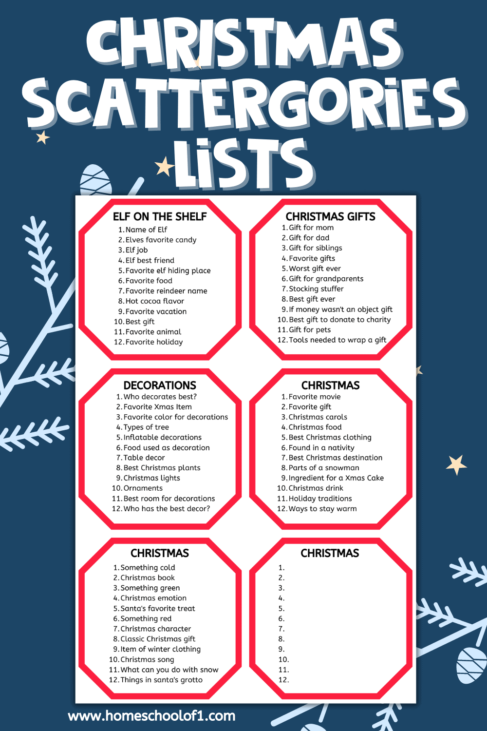 Free Christmas Scattergories Printable Game