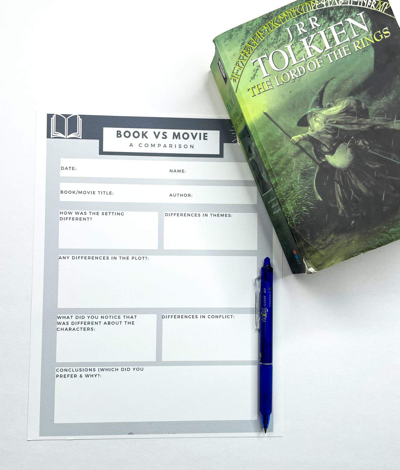 Free Book and Movie Comparison Worksheet for Kids