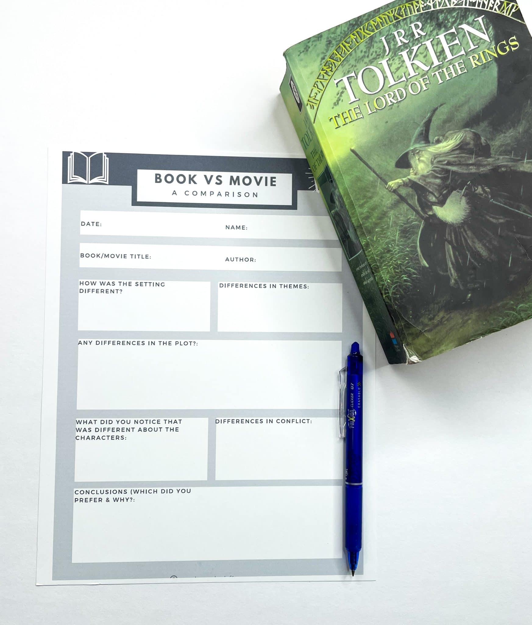 Free Book and Movie Comparison Worksheet for Kids