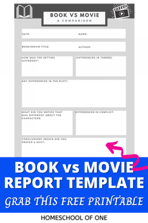 Books vs Movies - Compare and Contrast FREE Report Template