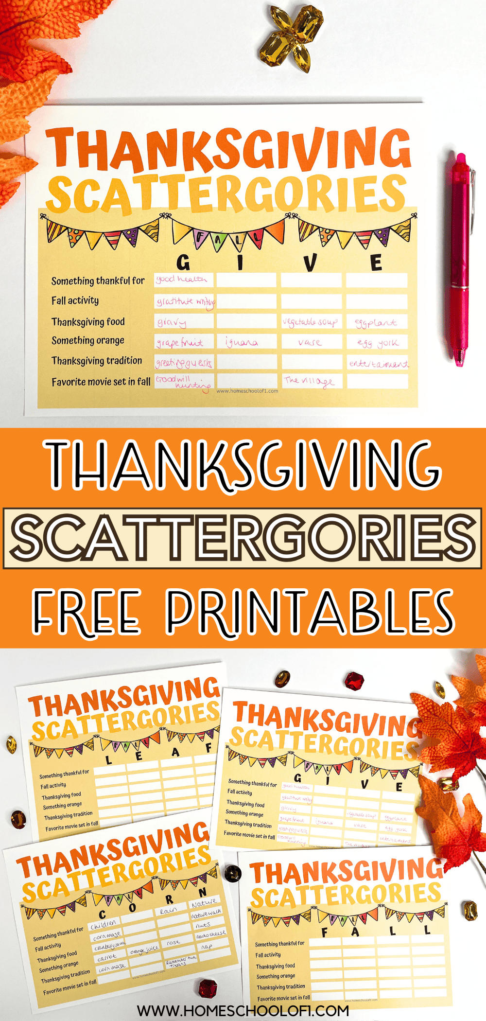 4 Free Printable Thanksgiving Scattergories Fun For All