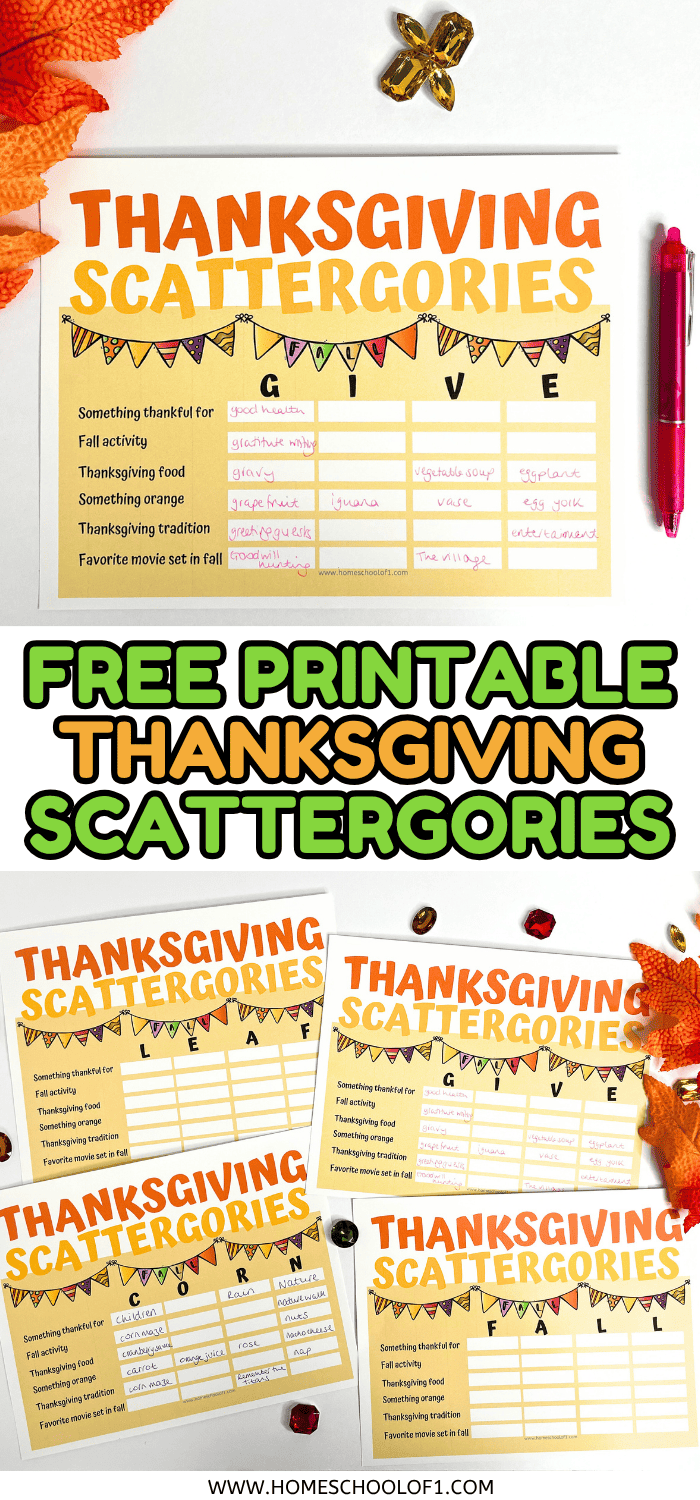 4 Free Printable Thanksgiving Scattergories Fun For All
