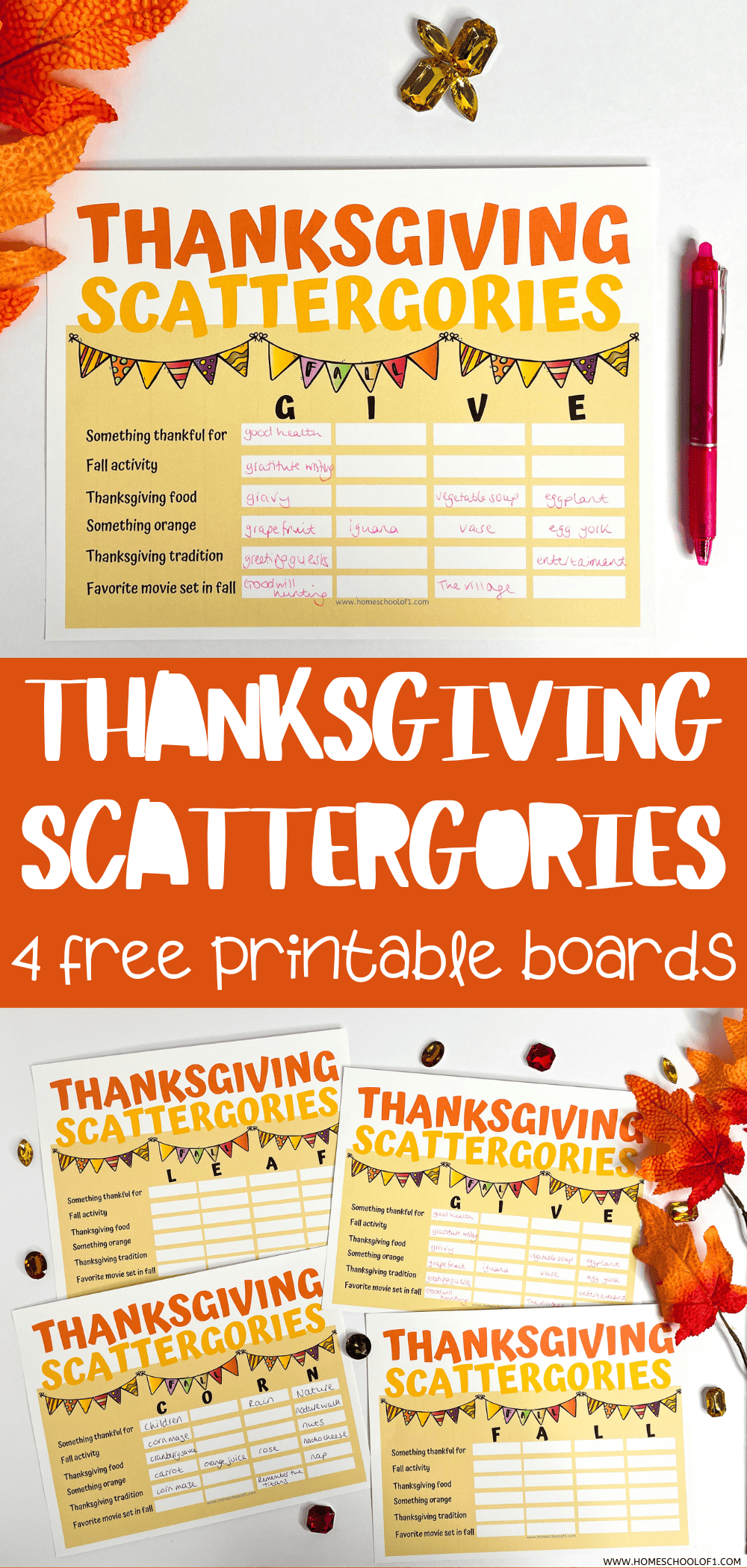 4 Free Printable Thanksgiving Scattergories Fun For All