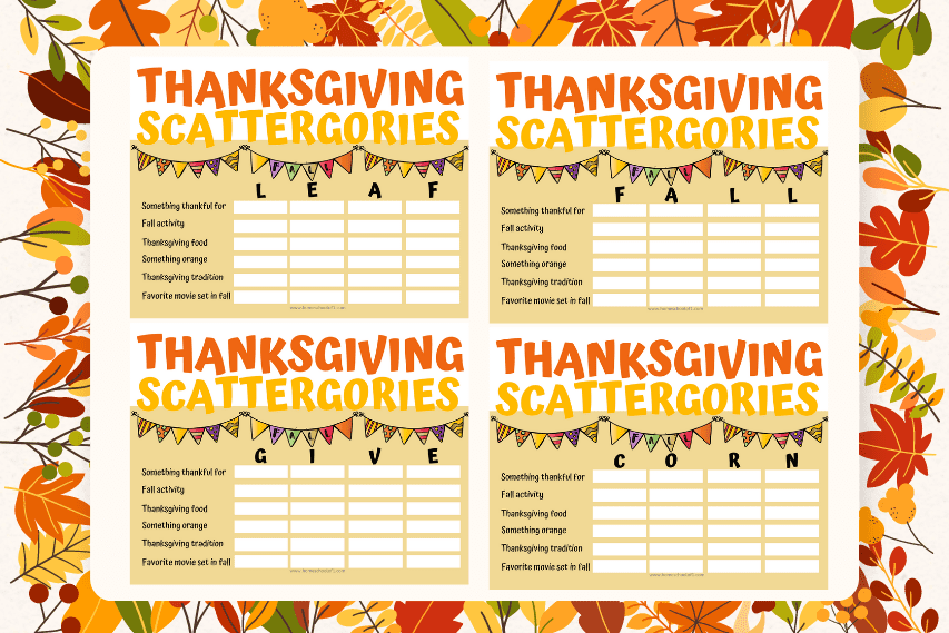 4 Free Printable Thanksgiving Scattergories Fun For All