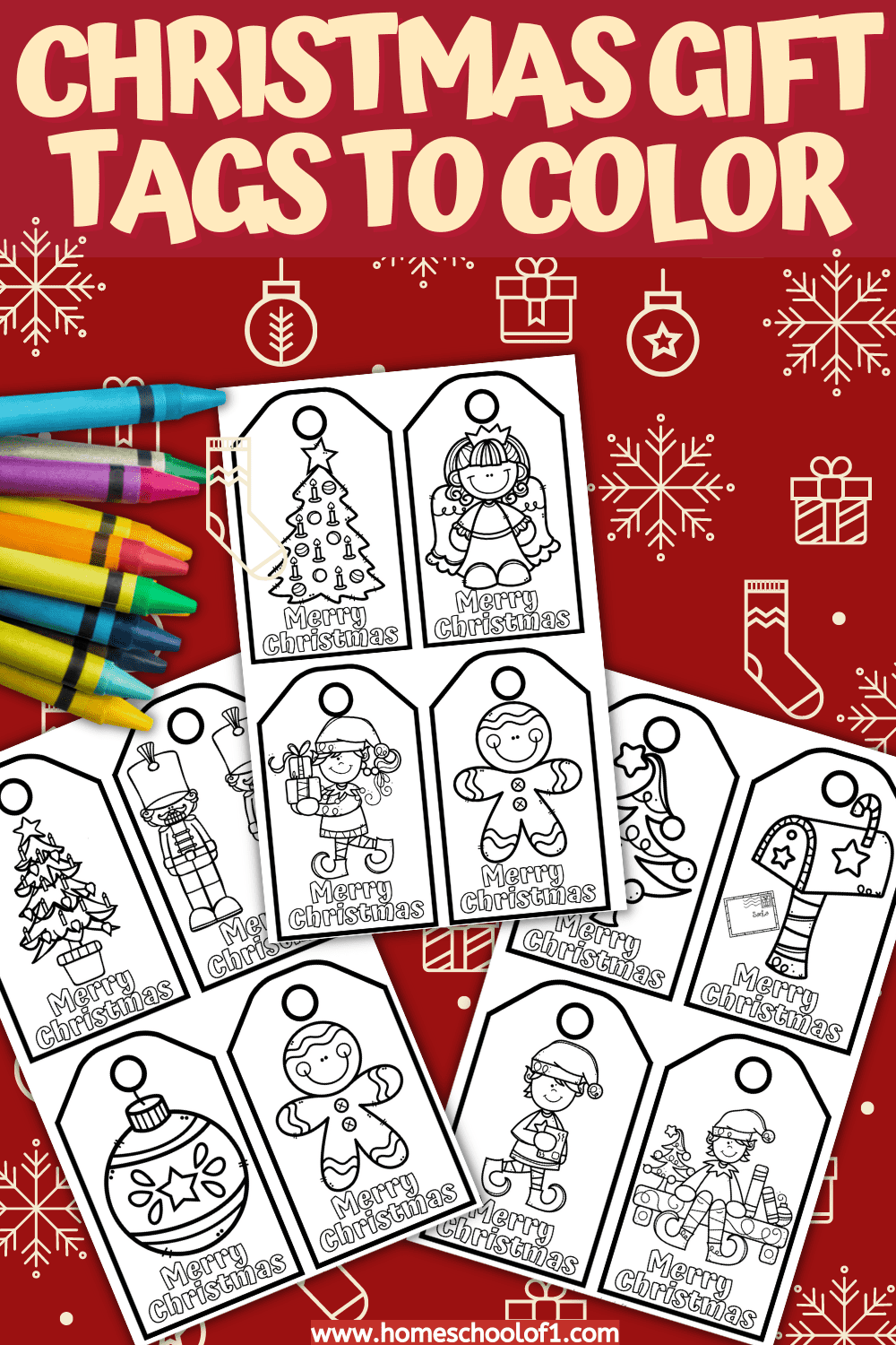 Free Printable Christmas Tags to Color for Kids