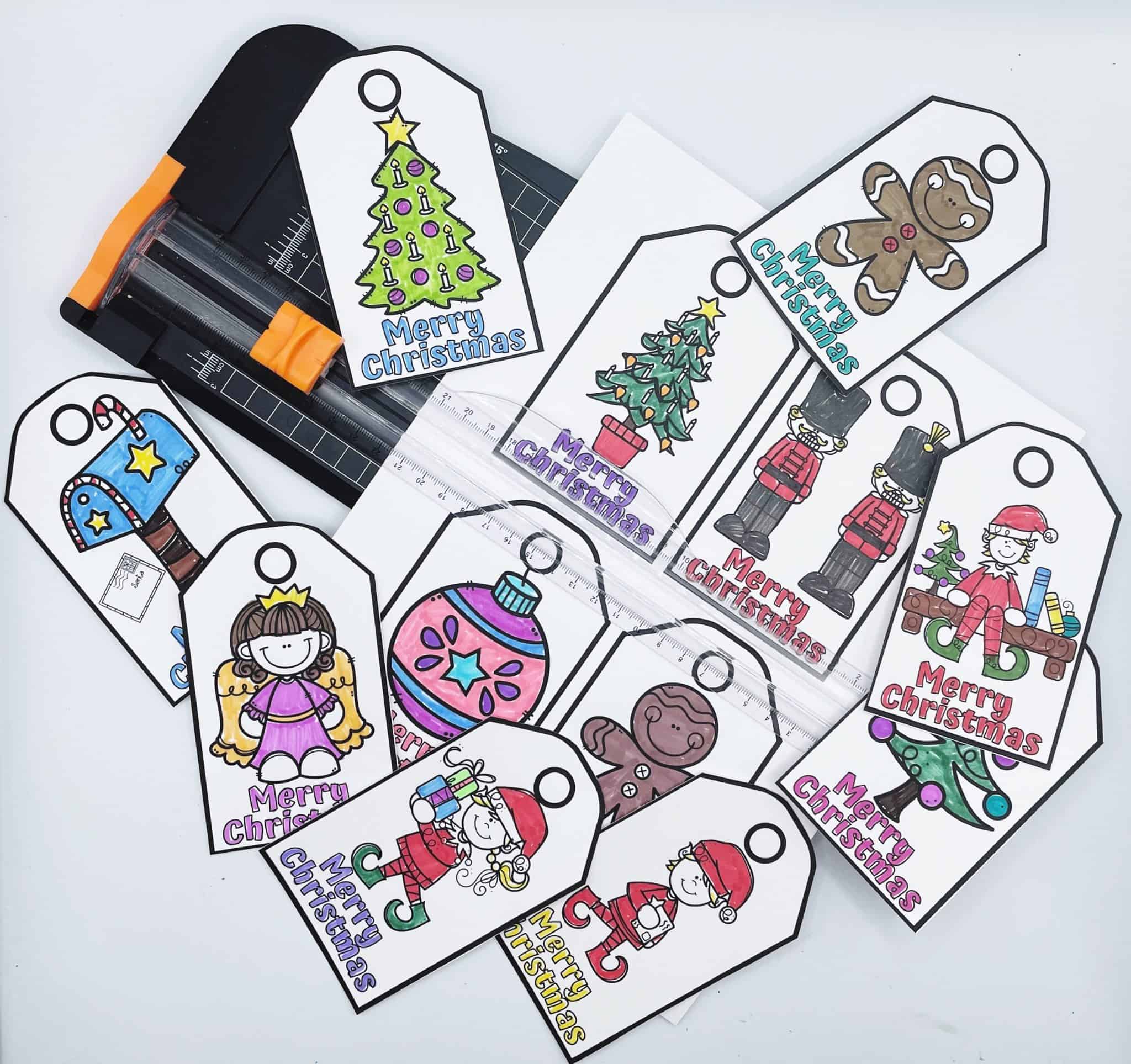 Free Printable Christmas Tags to Color for Kids