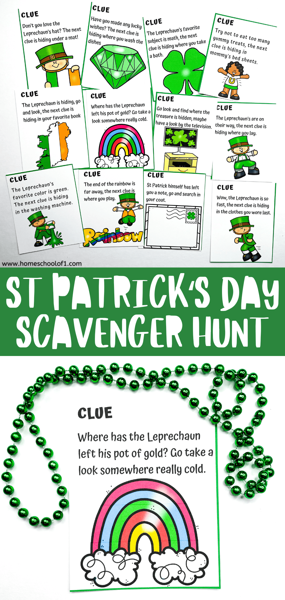 Free St Patrick's Day Scavenger Hunt | Fun Printable Clues!