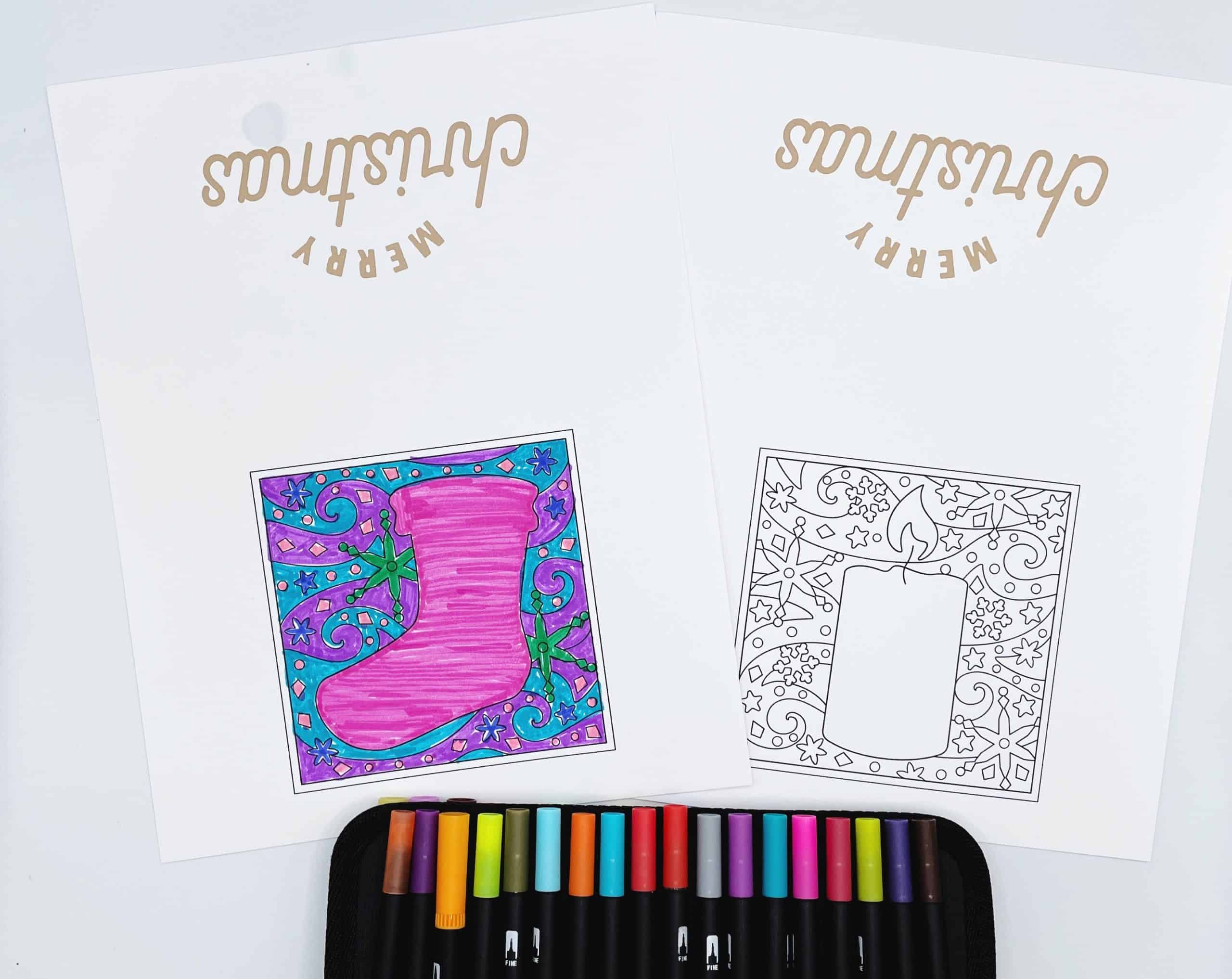 11 Free Printable Christmas Cards to Color For Kids & Adults