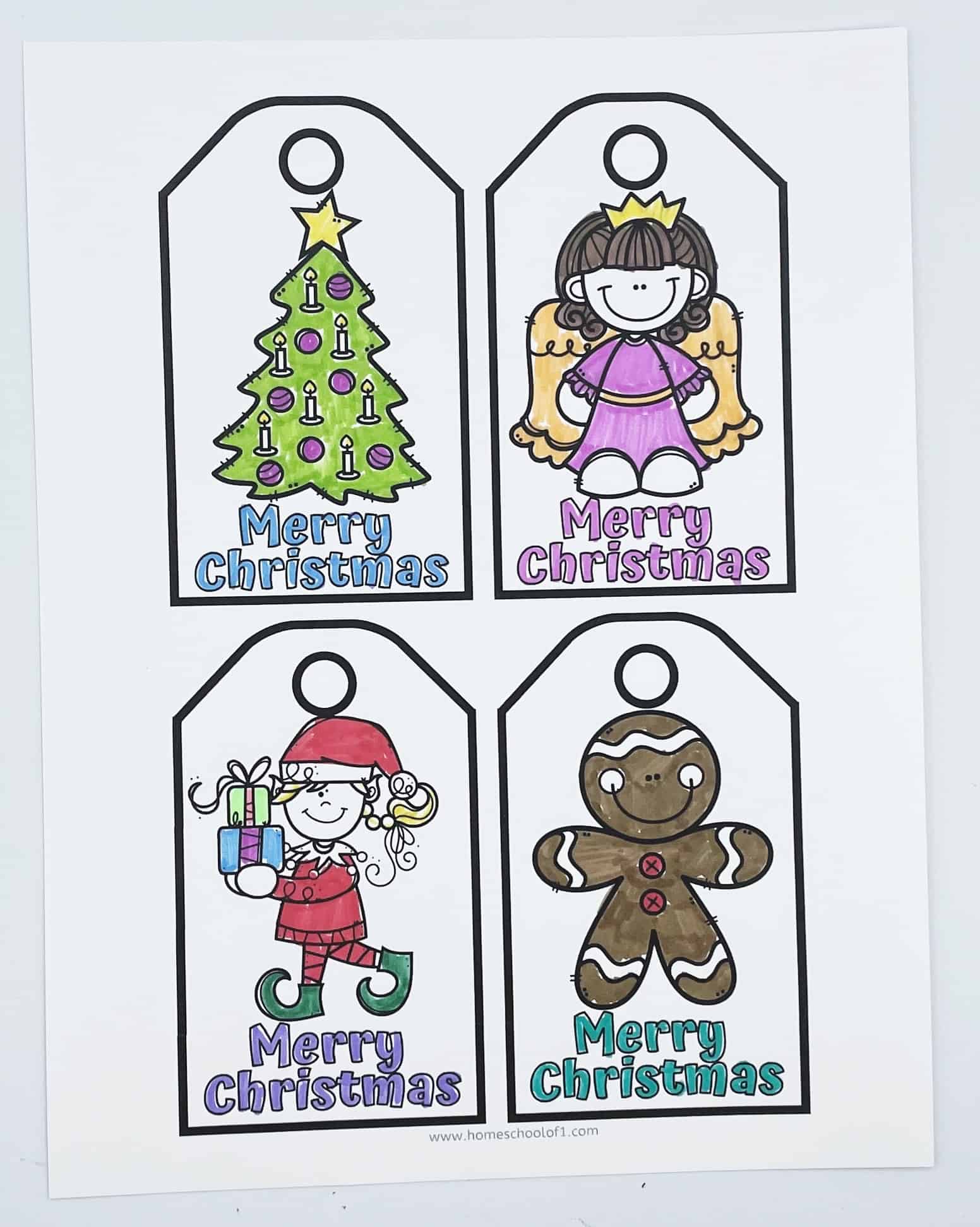 Free Printable Christmas Tags to Color for Kids