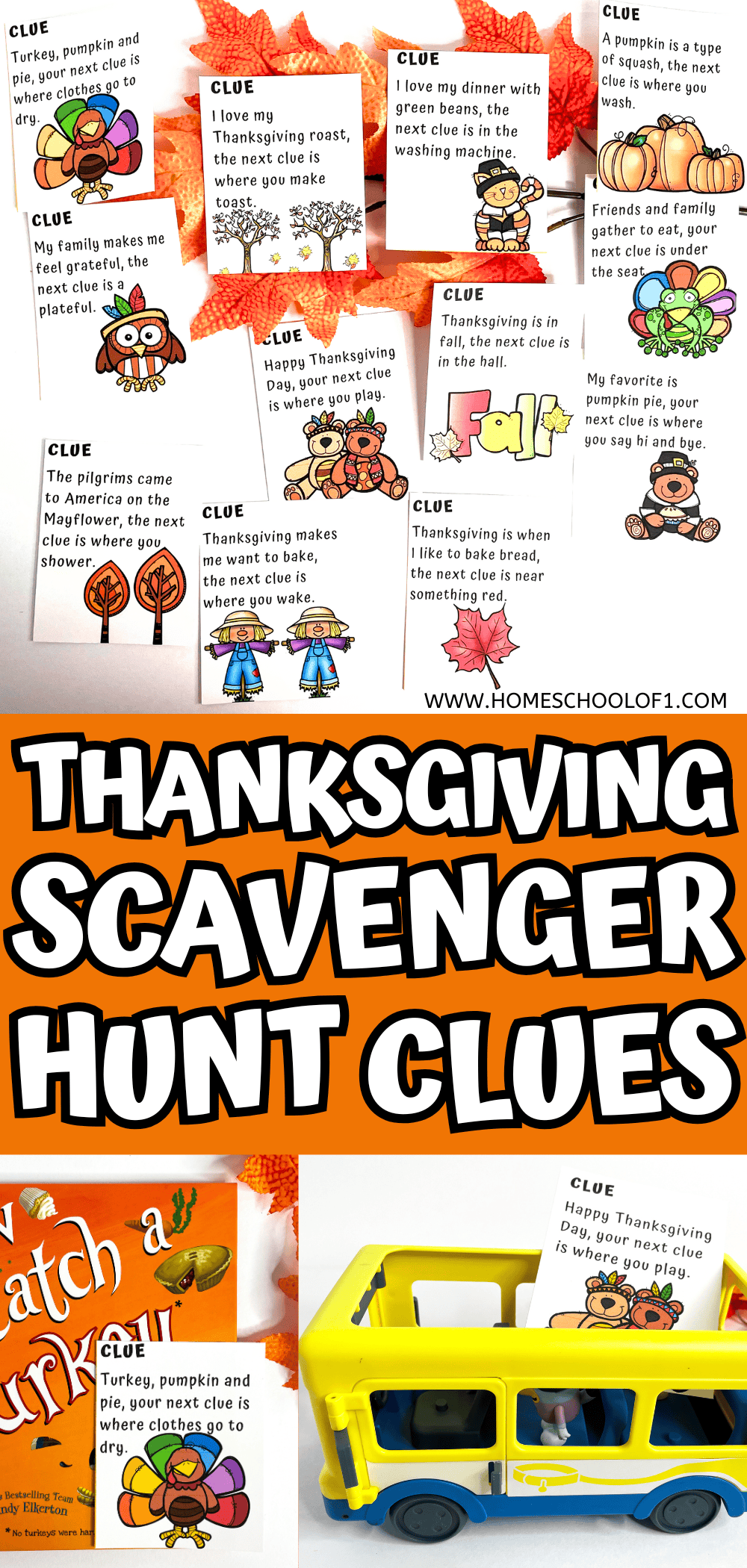 Thanksgiving Scavenger Hunt Printable with Fun Clues