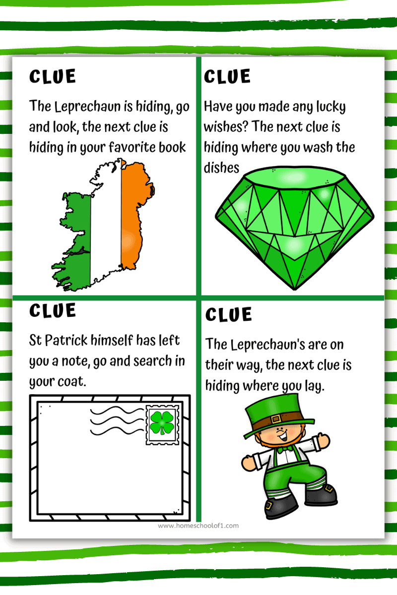 Free St Patrick's Day Scavenger Hunt | Fun Printable Clues!