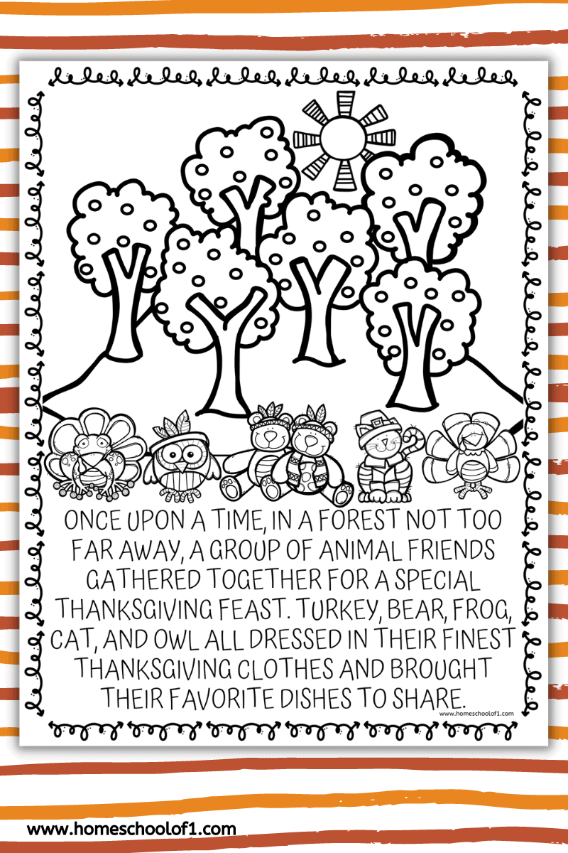 5 Thanksgiving Coloring Pages: A Gathering of Friends (free)