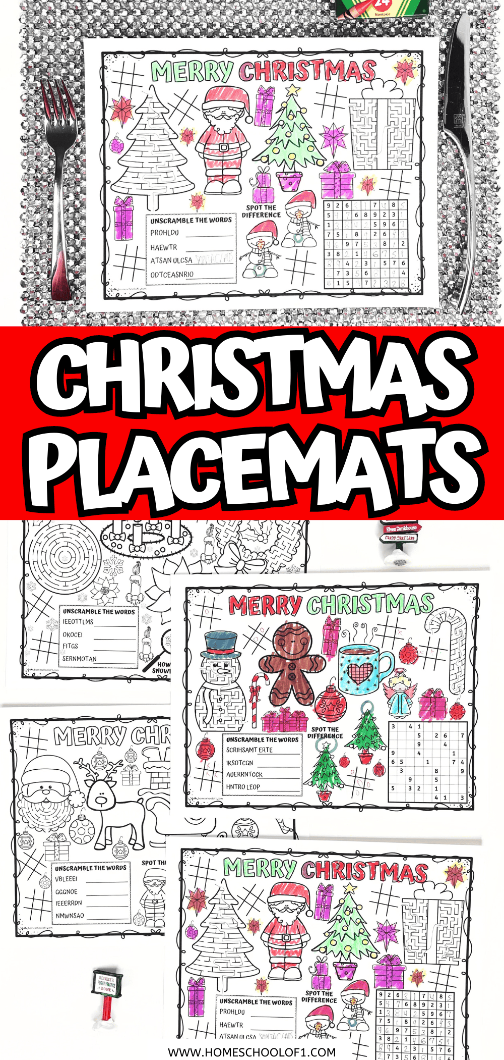 Free Printable Christmas Placemats for Kids to Color and Play