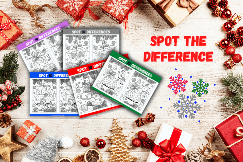 5 Christmas Spot The Difference Printables The Kids Can Color