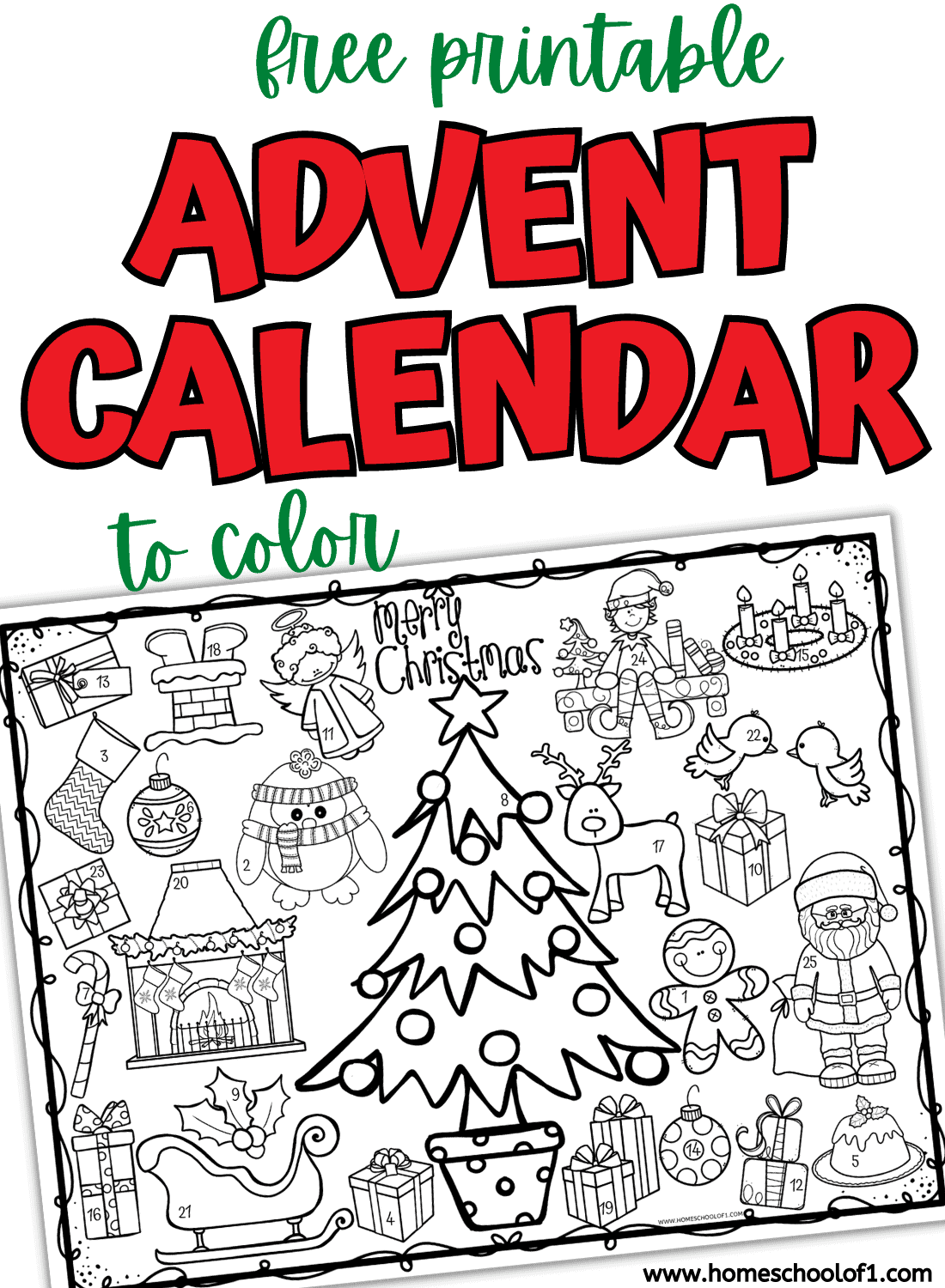 Free Advent Calendar Coloring Page