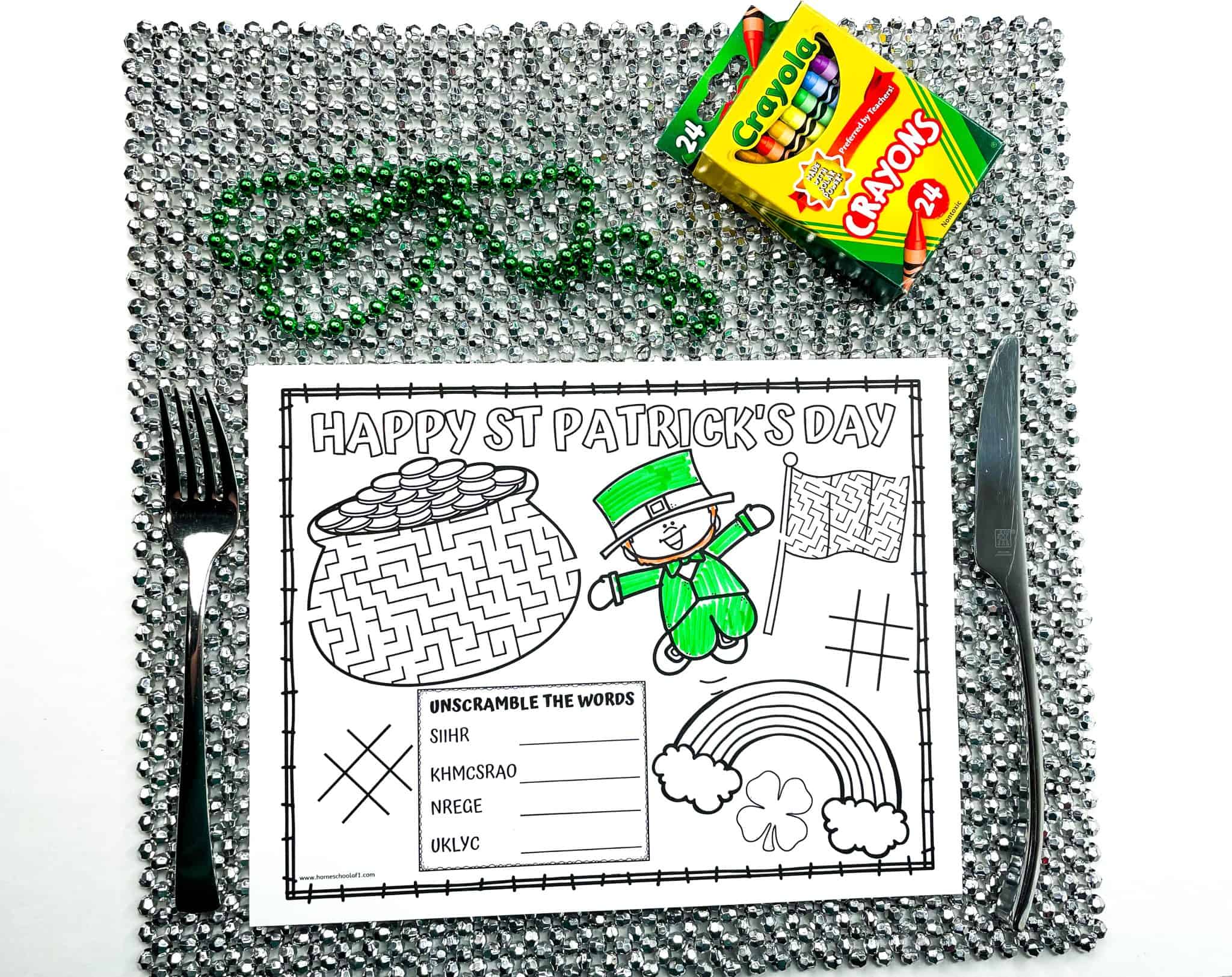 Free St Patrick's Day Placemats for Kids