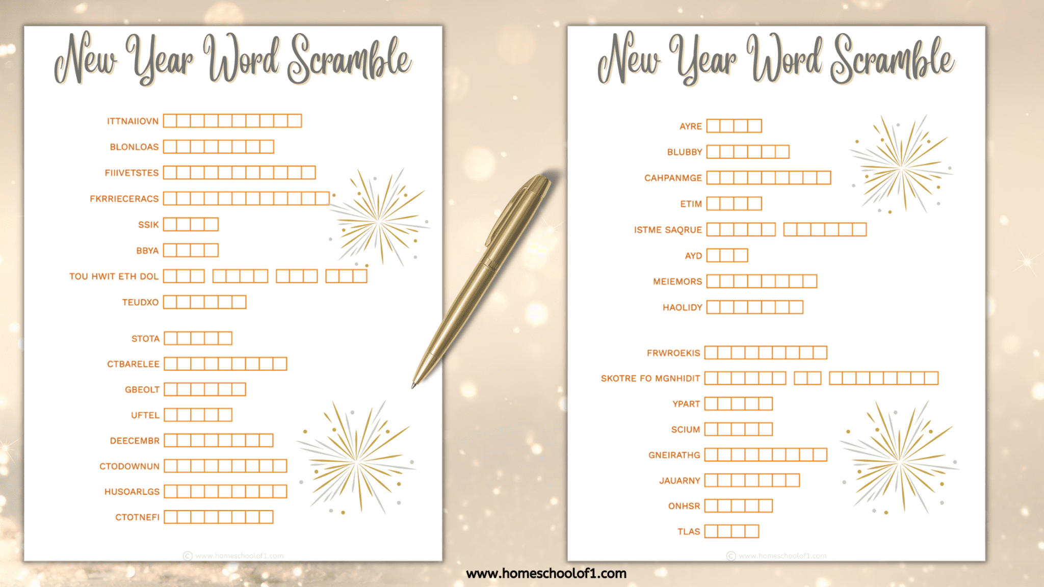 4 New Years Word Scramble With Answers (Free Printables)