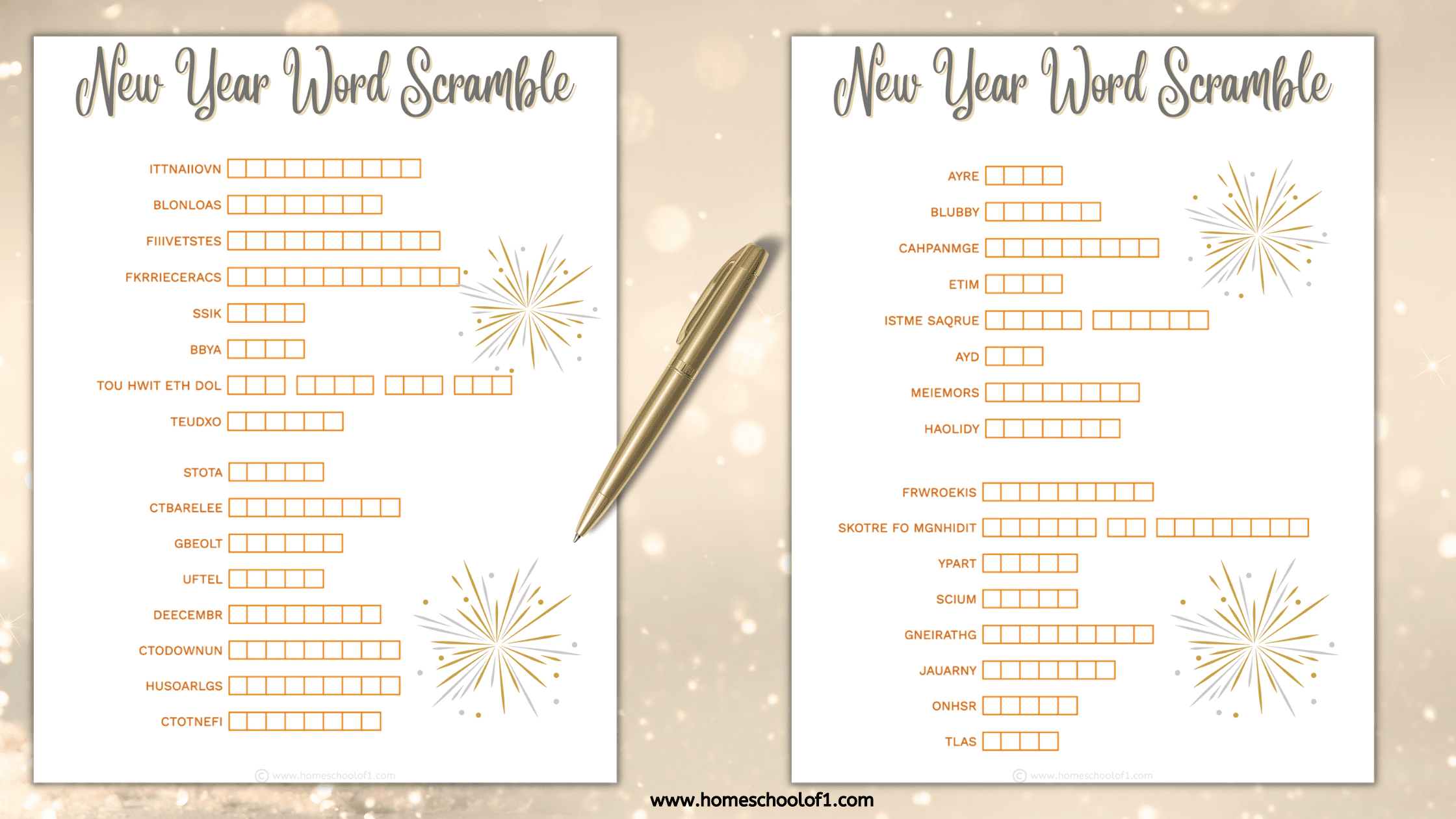 4 New Years Word Scramble With Answers (Free Printables)