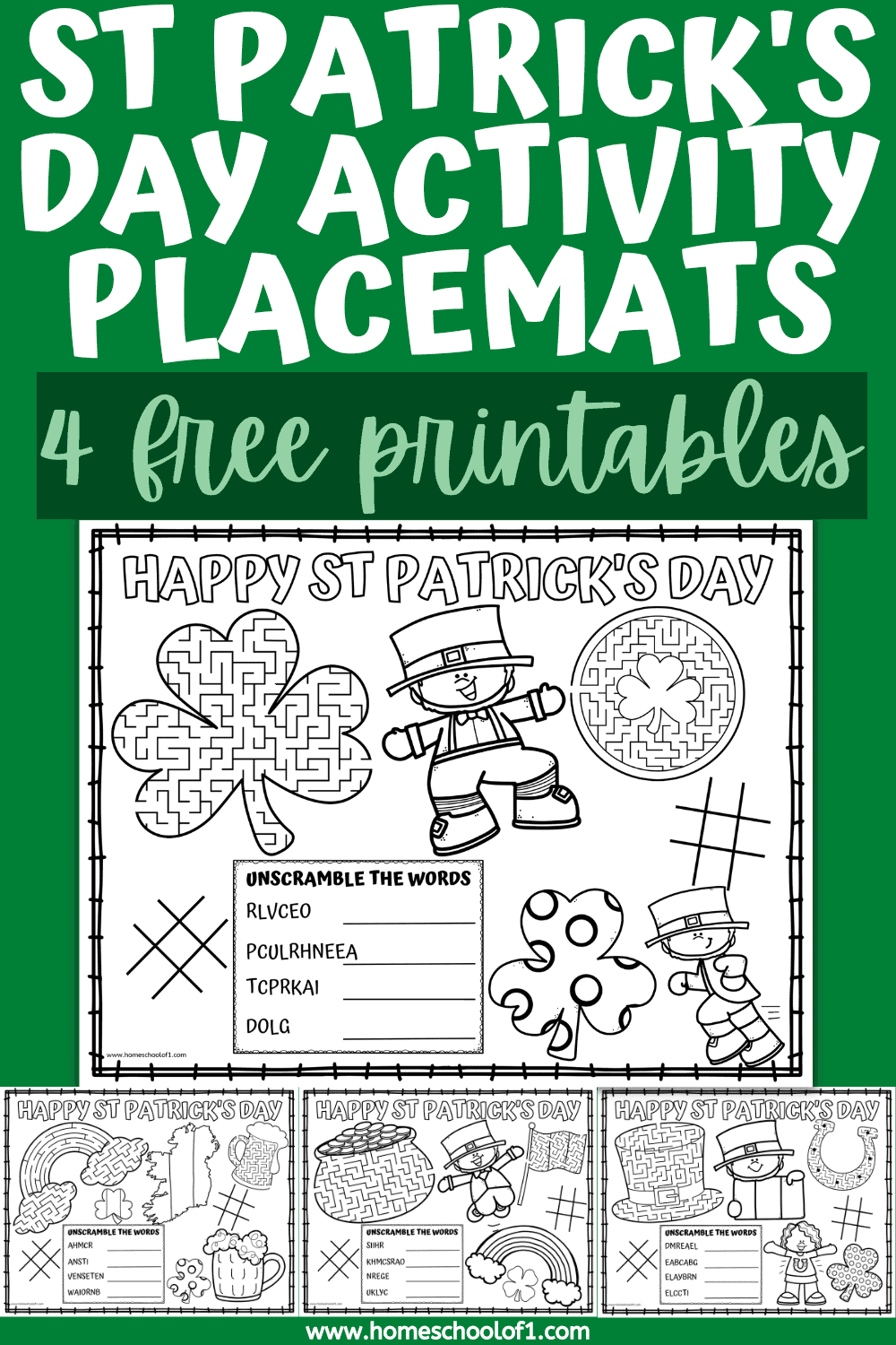 Free St Patrick's Day Placemats for Kids