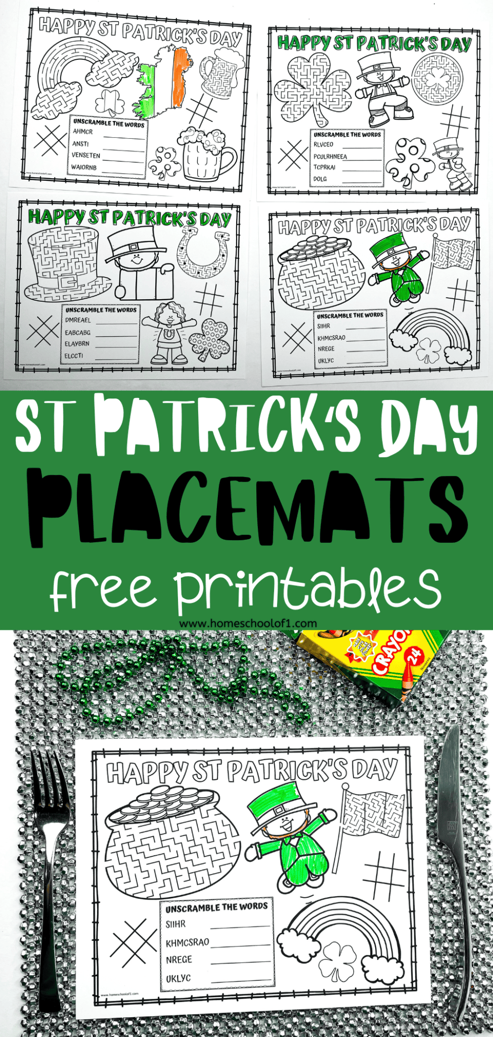 Free St Patrick's Day Placemats for Kids