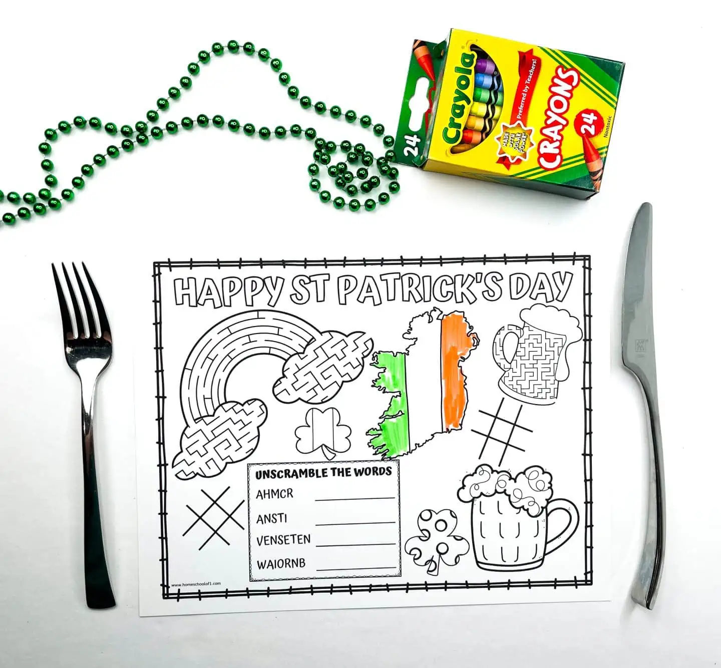 Free St Patrick's Day Placemats for Kids