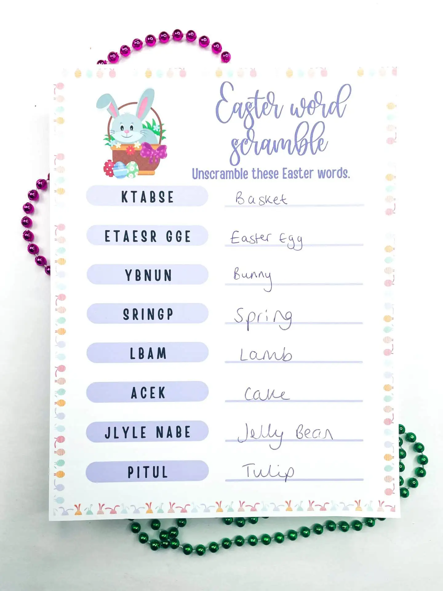 Free Easter Word Scramble Printable for Kids