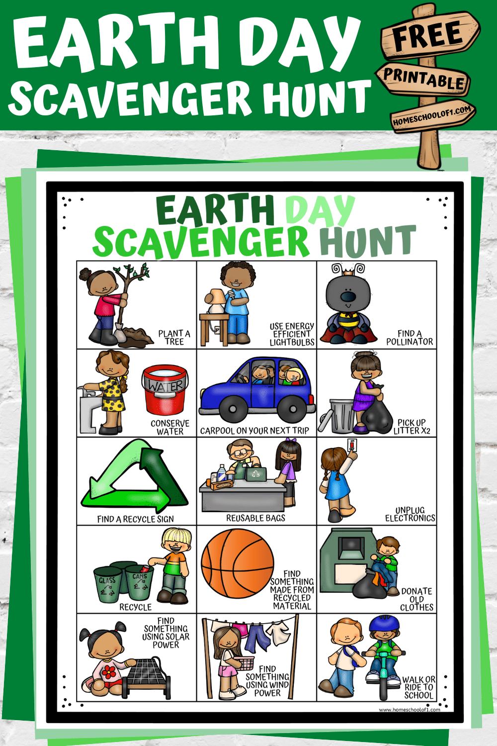 Earth Day Scavenger Hunt Worksheet (Free Printable)