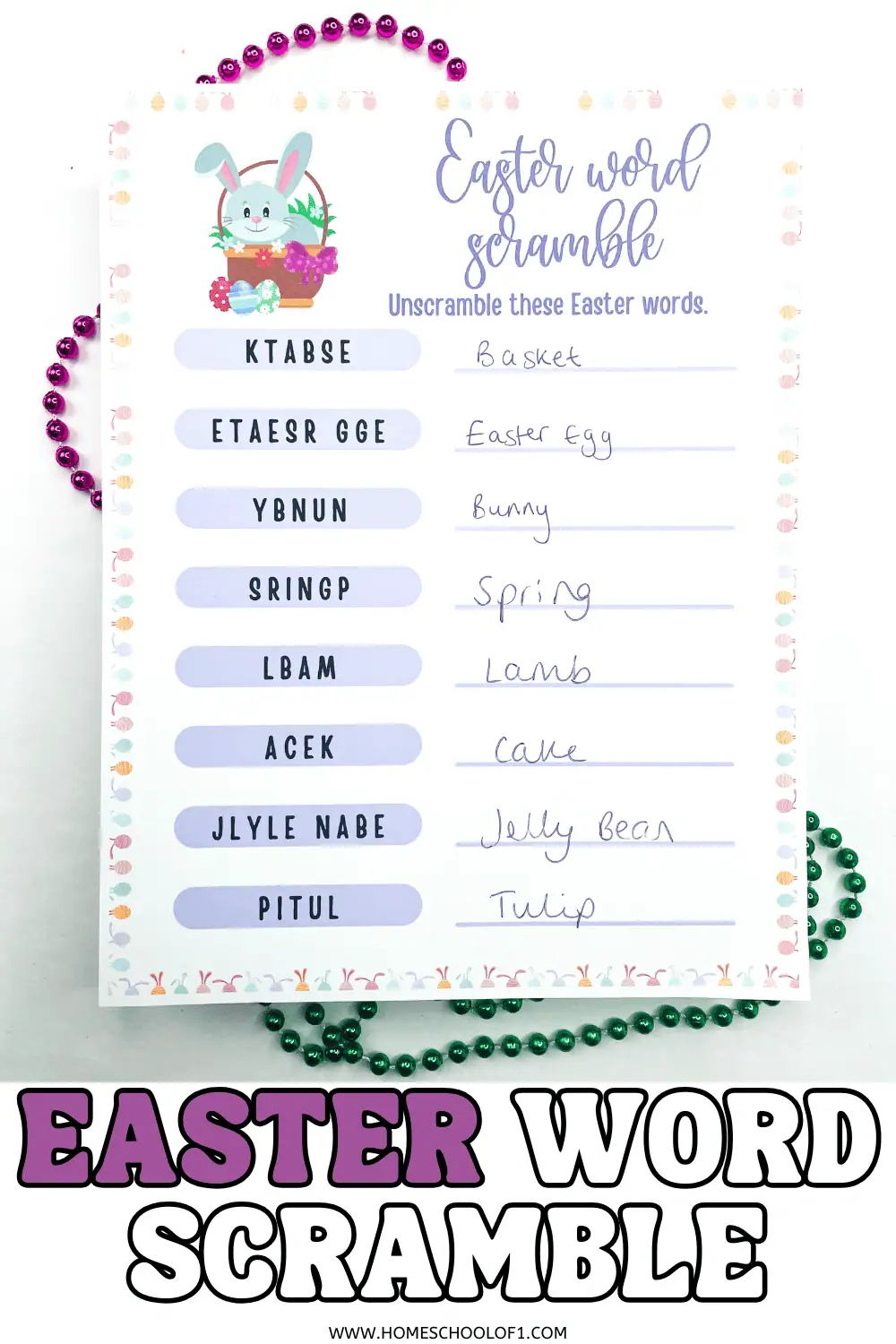 Free Easter Word Scramble Printable for Kids