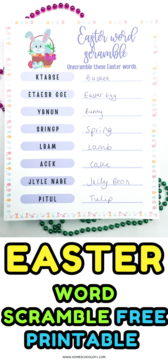 Free Easter Word Scramble Printable for Kids
