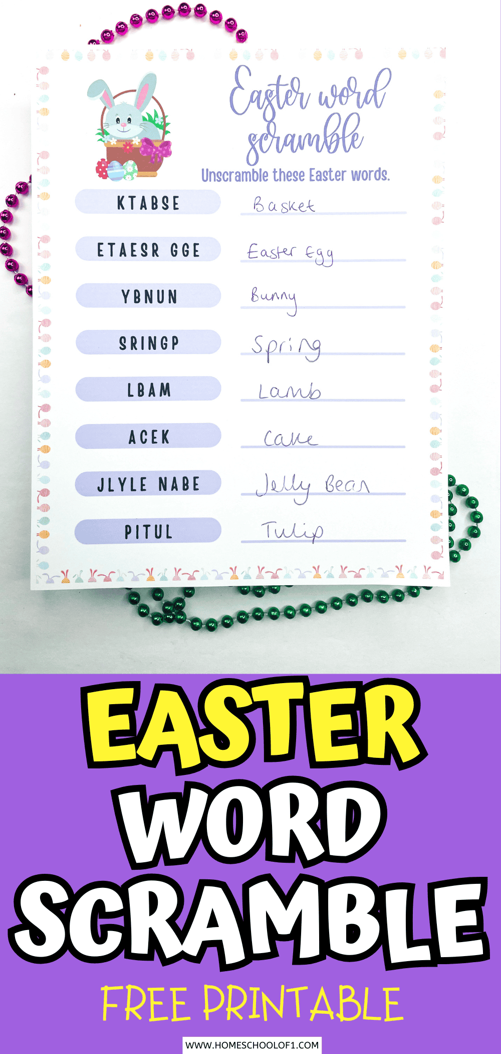 Free Easter Word Scramble Printable for Kids