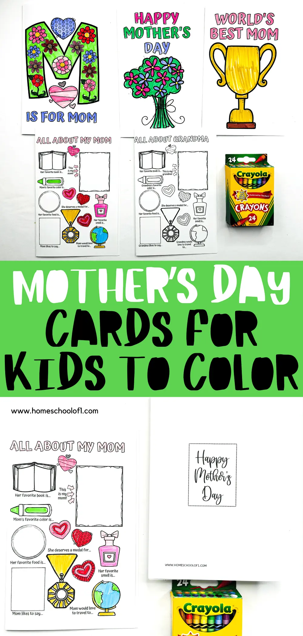 5 Free Printable Mother's Day Cards to Color