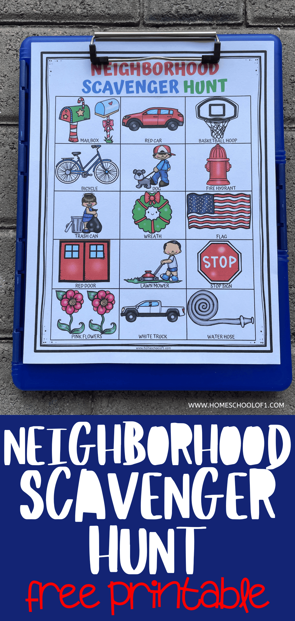Free Neighborhood Scavenger Hunt Printable: Let's Go Outside