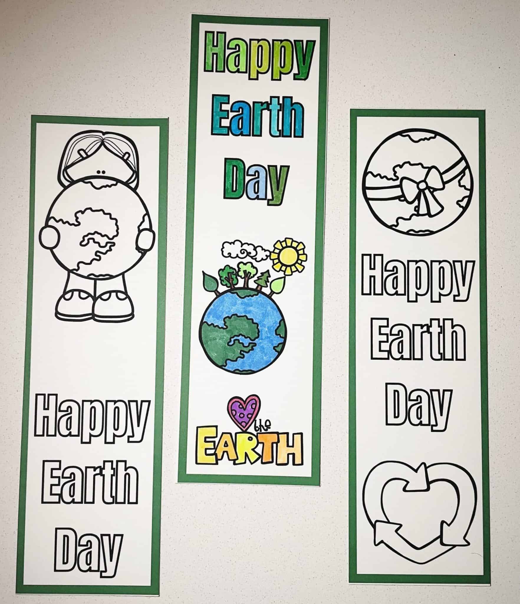 Free Earth Day Bookmarks to Color In - Homeschool of One