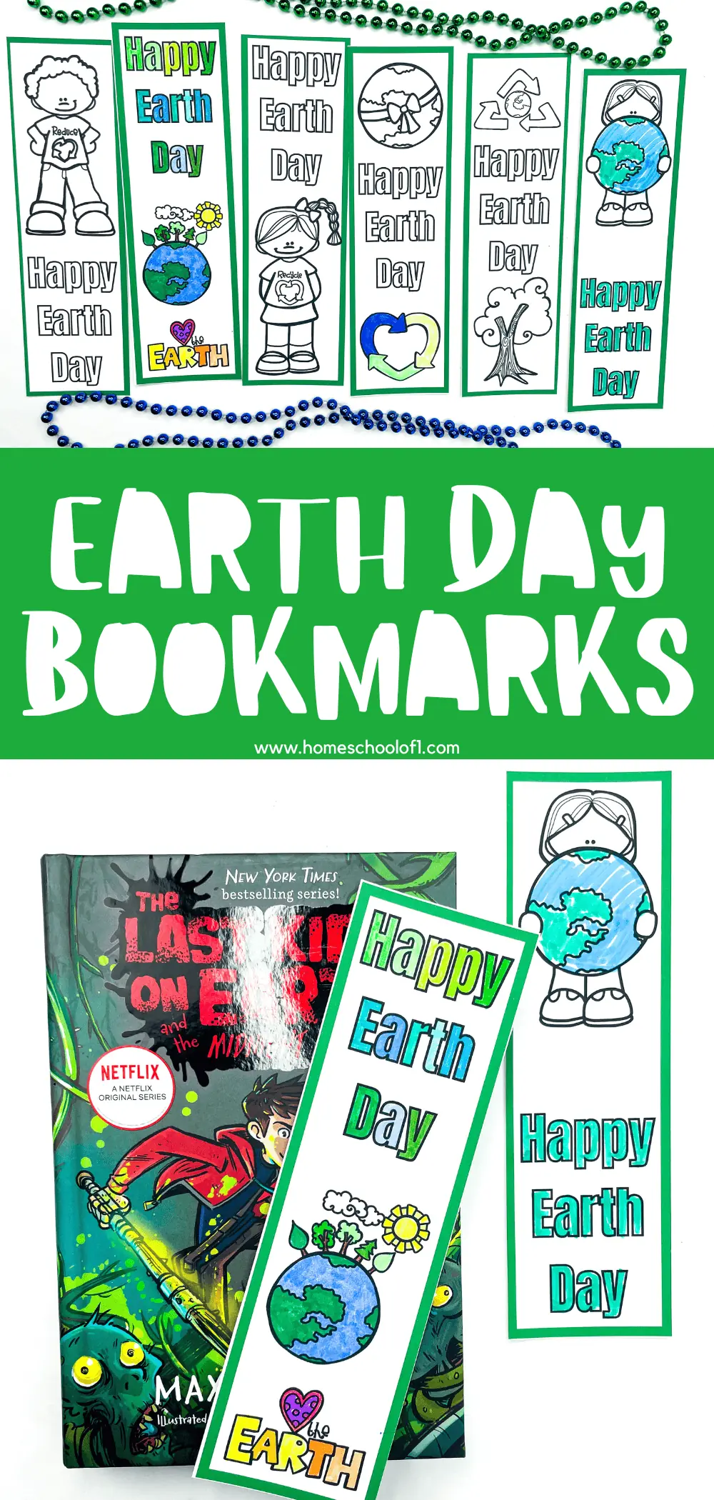 Free Earth Day Bookmarks Printable to Color