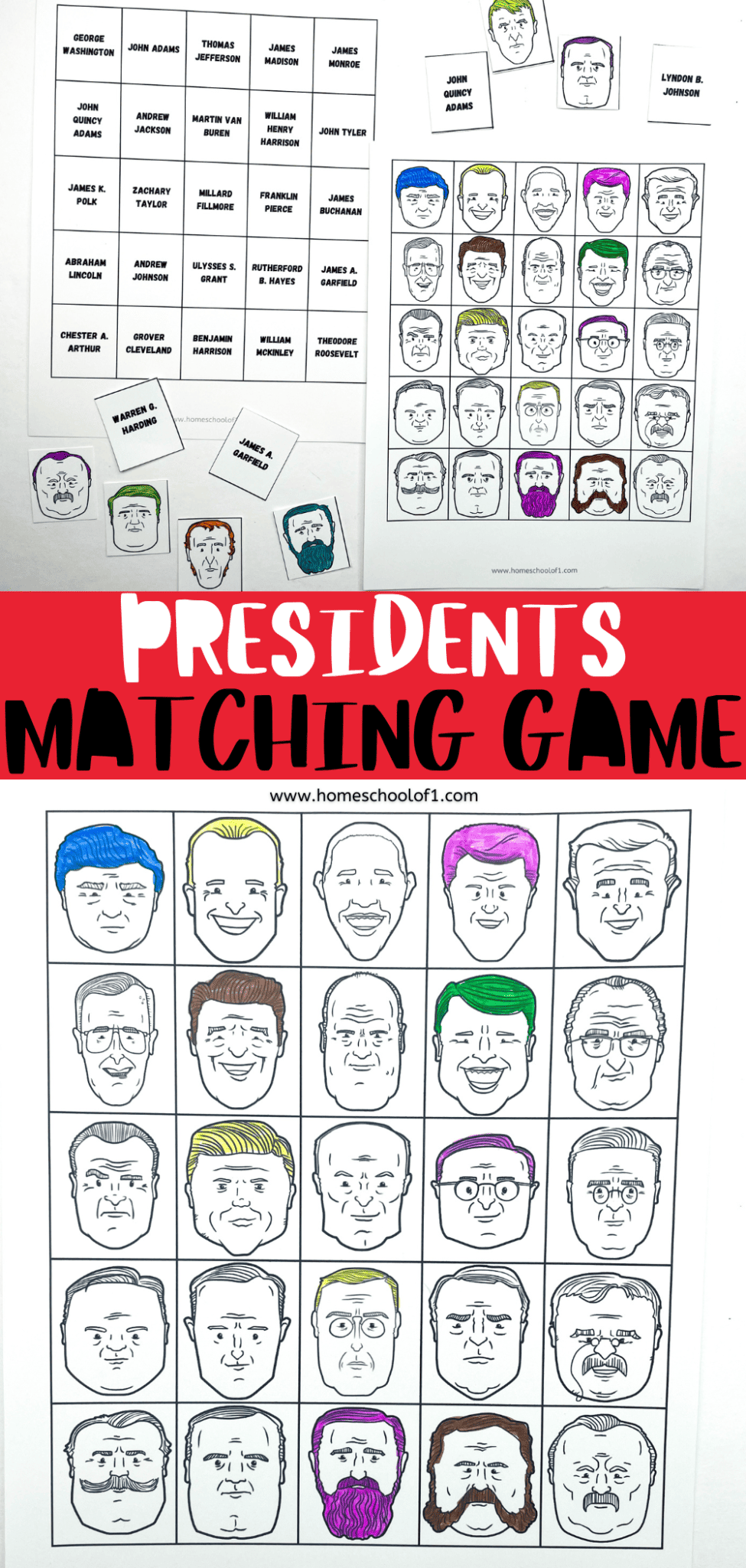 Free Presidents Matching Game Printable