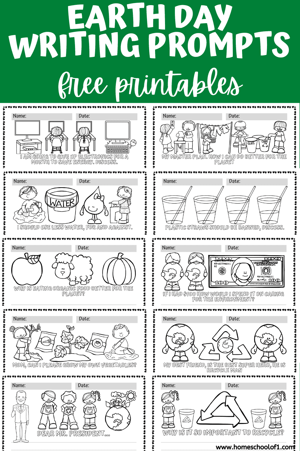 Free Earth Day Writing Prompts (10 Free Printables)