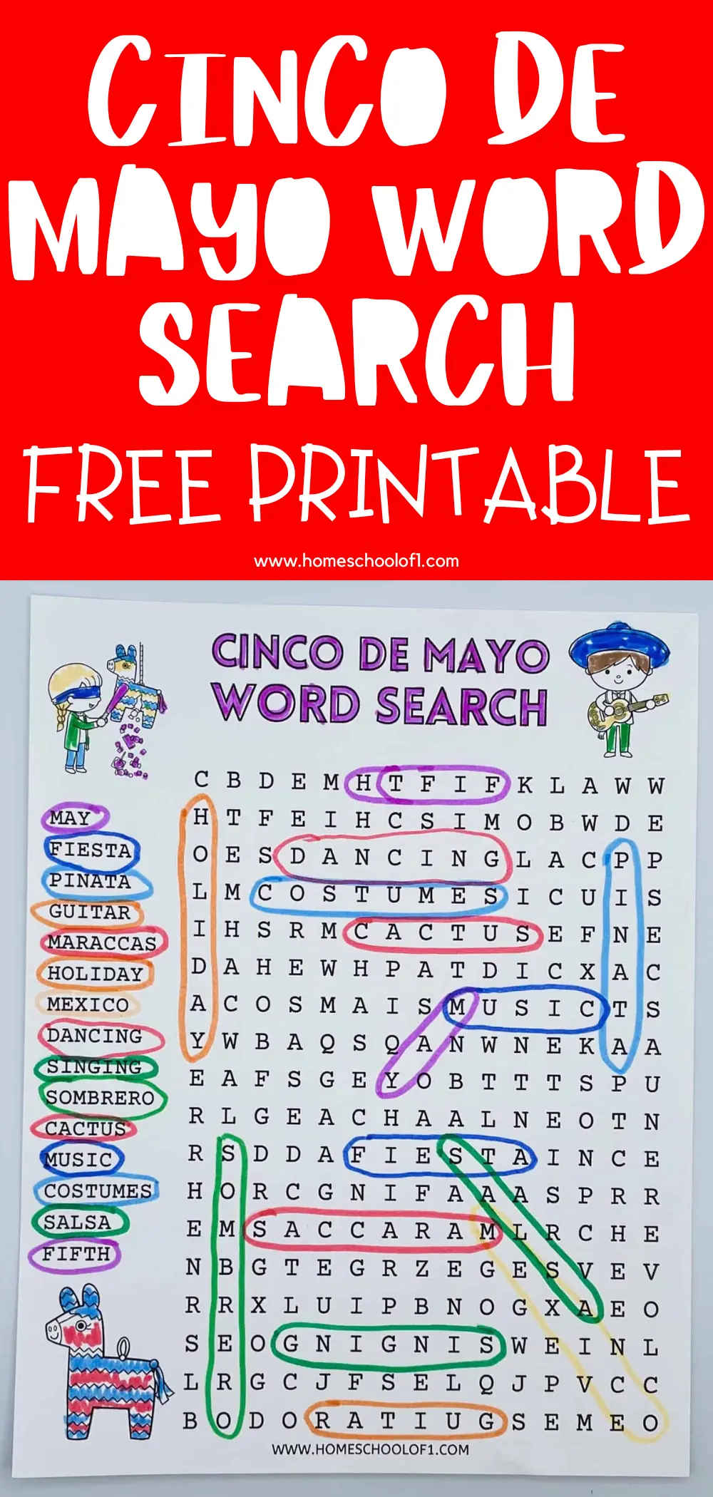 Cinco de Mayo Word Search Free Printable