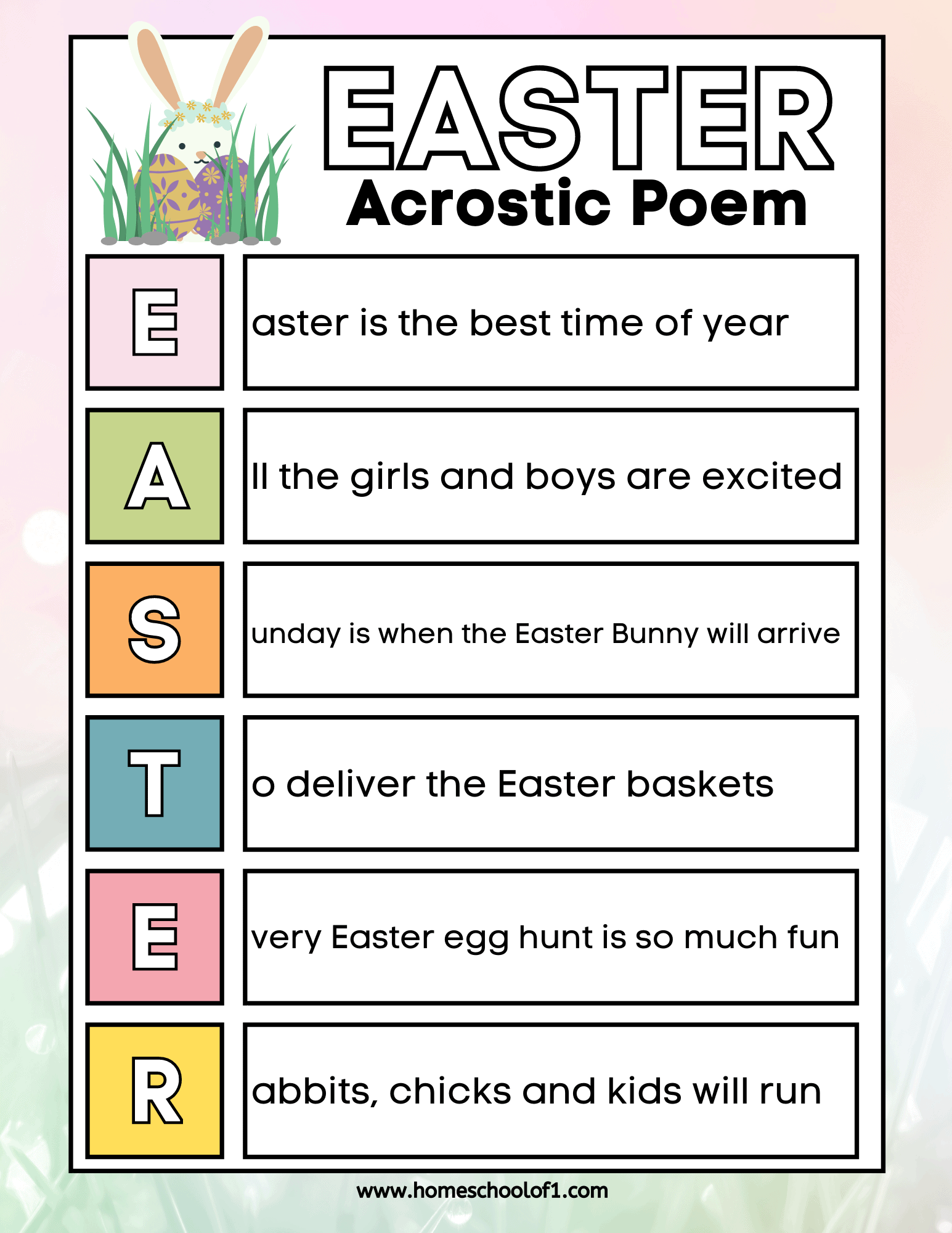 Free Easter Acrostic Poem Templates for Kids