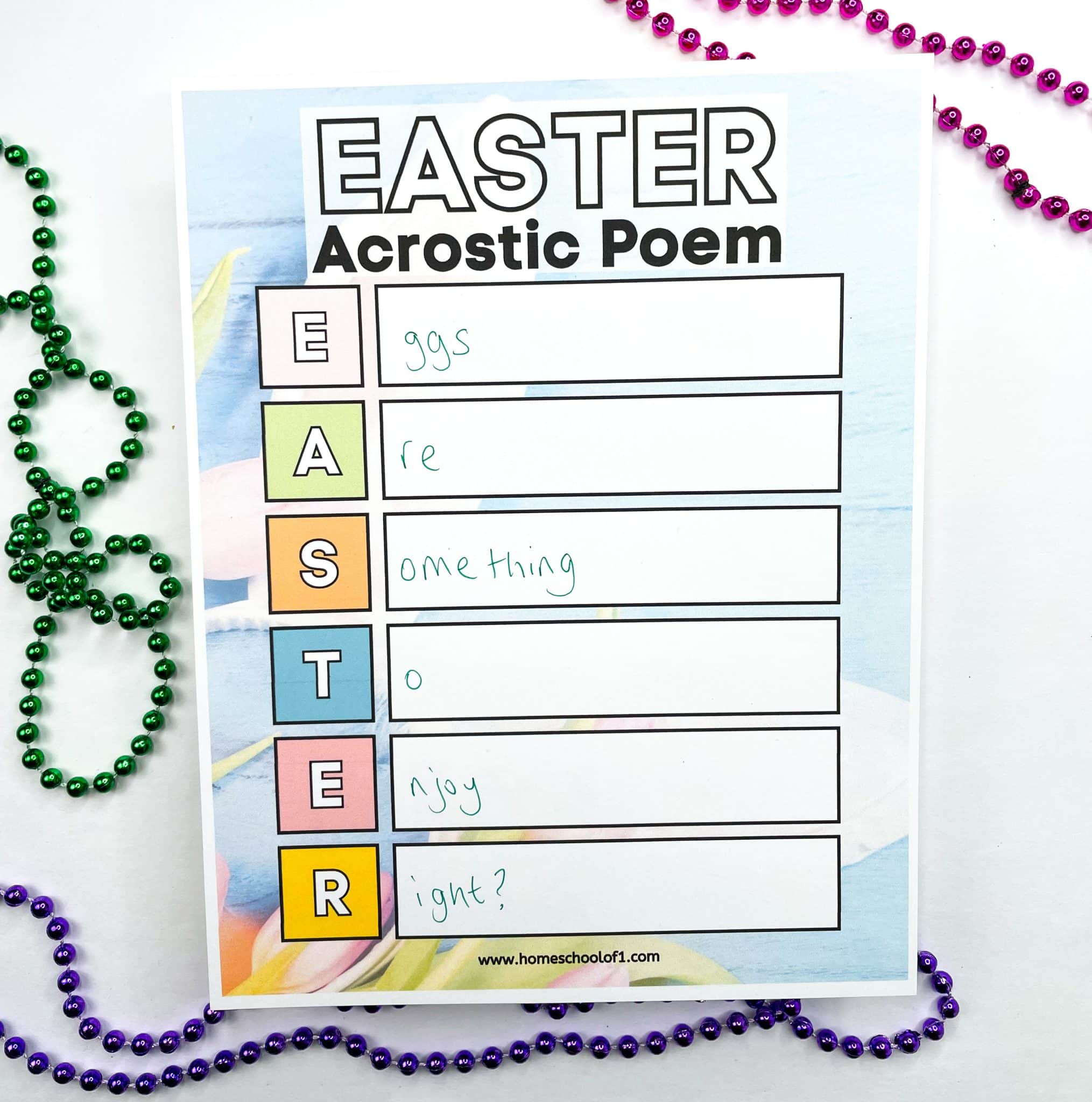 Free Easter Acrostic Poem Templates for Kids