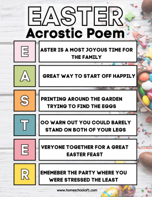 Free Easter Acrostic Poem Templates for Kids
