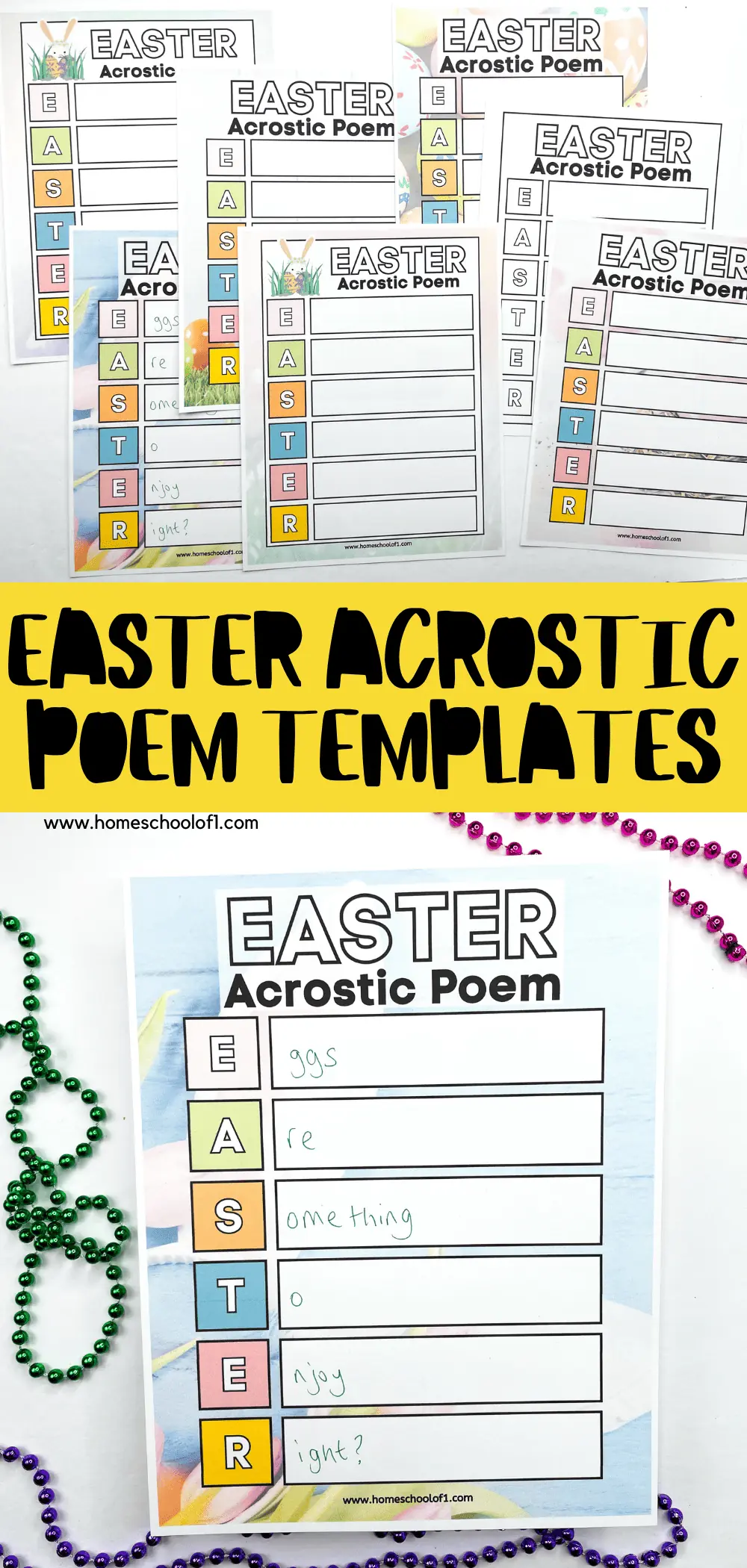 Free Easter Acrostic Poem Templates for Kids
