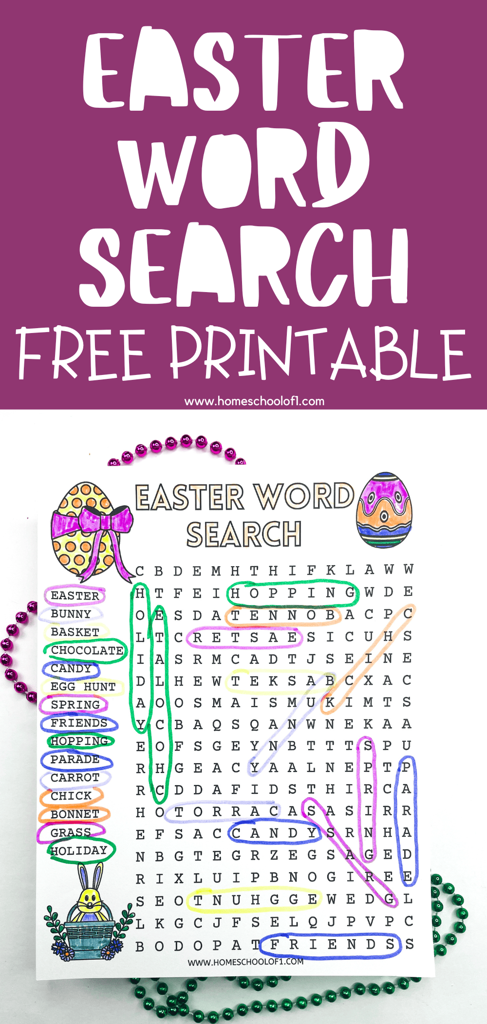 Free Easter Word Search Printable for Kids