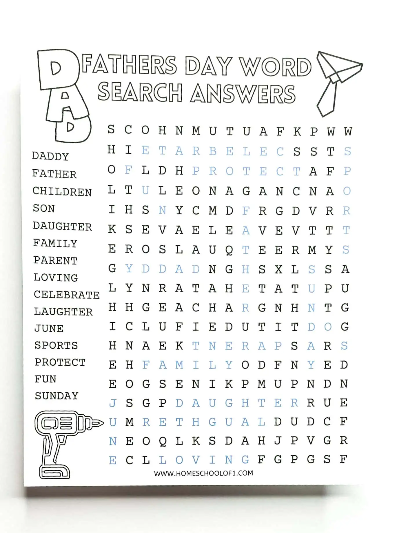 Free Father's Day Word Search Printable