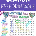 Free Mother's Day Word Search Printable for Kids