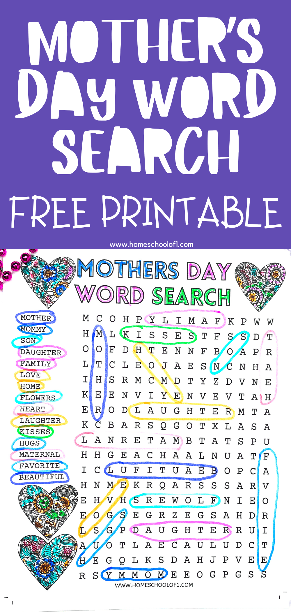 Free Mother's Day Word Search Printable for Kids