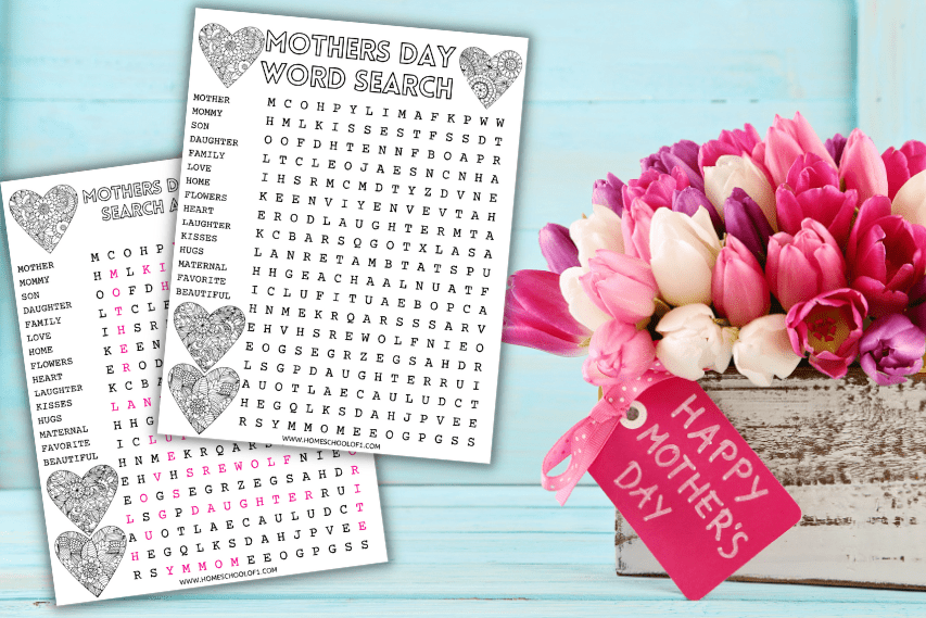 Free Mother's Day Word Search Printable for Kids