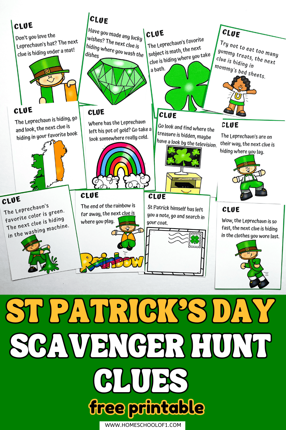 Free St Patrick's Day Scavenger Hunt | Fun Printable Clues!