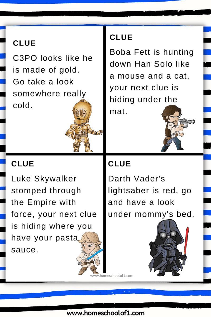 Best Star Wars Scavenger Hunt Rhyming Clues (Free Printable)
